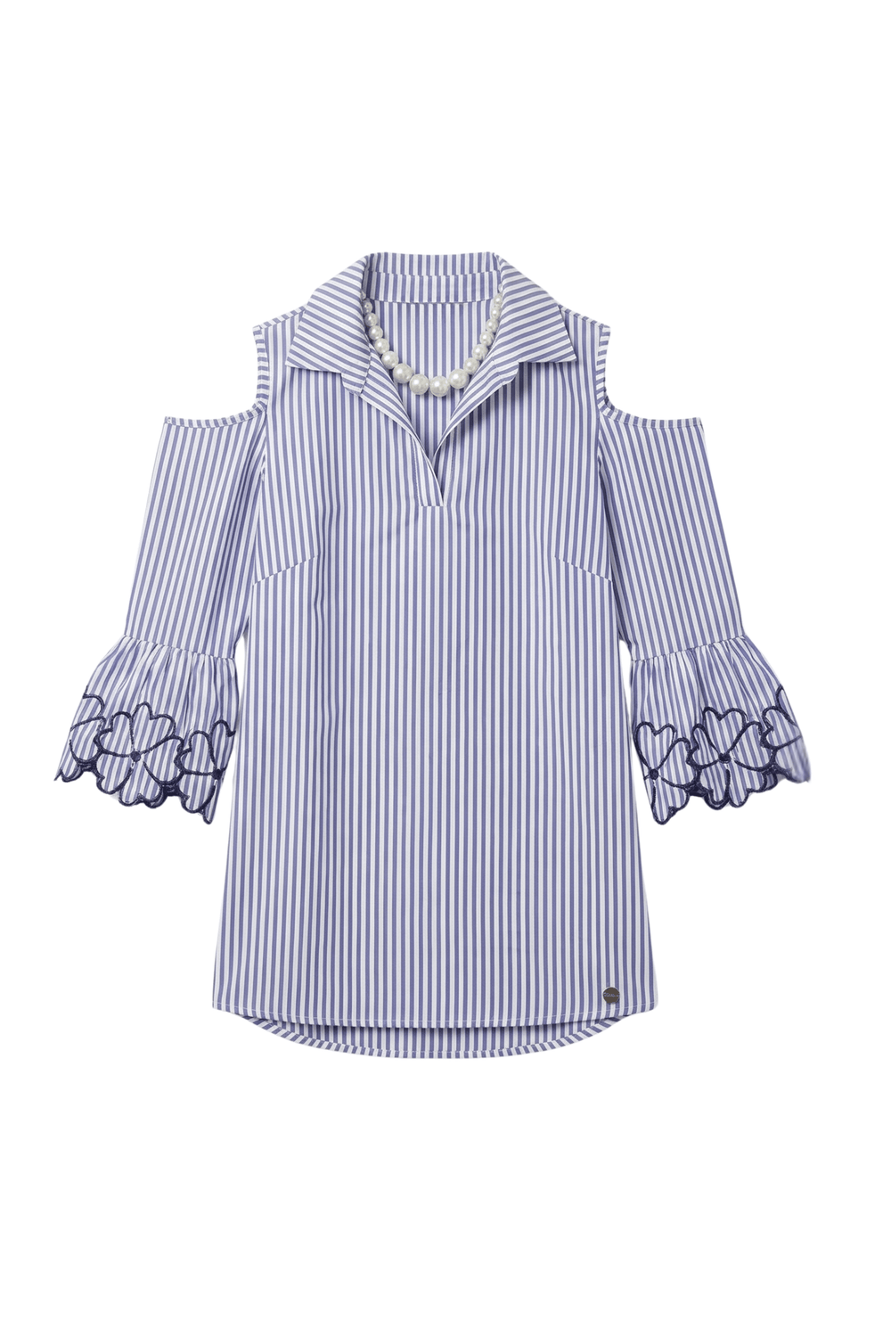 Camisa rayas azul royal manga bordada Lolitas&L